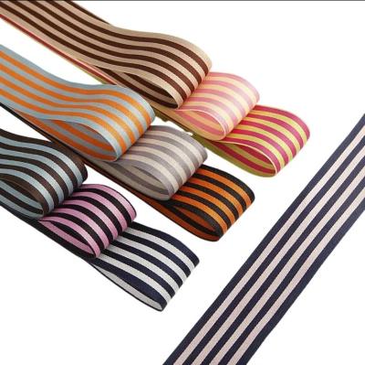 China Wholesale Double Face Polyester Cotton Blend Striped Ribbon For Diy Hair Bows Gift Wrap Cake Packing Decoration for sale