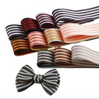 China Wholesale Double Face Polyester Cotton Blend Striped Ribbon For Diy Hair Bows Gift Wrap Cake Packing Decoration for sale