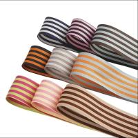 China Wholesale Double Face Polyester Cotton Blend Striped Ribbon For Diy Hair Bows Gift Wrap Cake Packing Decoration for sale