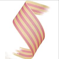China Wholesale Double Face Polyester Cotton Blend Striped Ribbon For Diy Hair Bows Gift Wrap Cake Packing Decoration for sale