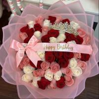 China 2024 Korean Plastic Waterproof Flower Bouquet Wrapping Paper Package Size 20X20X5 Cm for sale