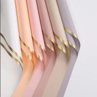 China 2024 Gold Edge Plastic Flower Wrapping Paper Multicolor Waterproof Thicken for Fresh Flower for sale