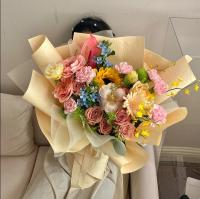 China Customized 53*53 CM Colorful 3D Printed Rose Flower Wrapping Paper for Fresh Flower for sale