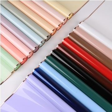 China Lizhiran Golden Age Flower Wrapping Paper Jelly Film Gold Edge Water Glossy Film Bouquet Wrapping Paper for sale