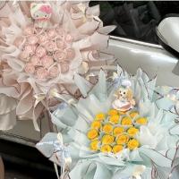 China Lizhiran Golden Age Flower Wrapping Paper Jelly Film Gold Edge Water Glossy Film Bouquet Wrapping Paper for sale