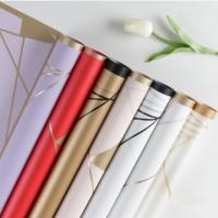 China Lizhiran Corner Gold Edge Korean Paper Waterproof Flower Packaging Matte Paper Bouquet Material Flower Shop Flower Paper for sale