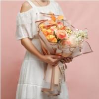 China Lizhiran Rose Gold Edge Space Jelly Film Wrapping Paper Simple Border Waterproof Translucent Matte Bouquet Paper Wholesale for sale
