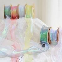 China Simple Ribbon Floral Wrapping Material Colorful Fishtail Yarn Handmade Gift 9X9X4 cm Size for sale