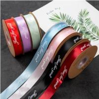 China Customize 10mm Decoration Gift Flower Packaging Cake Ribbon Printed English Letters Bouquet Polyester Ribbon for sale