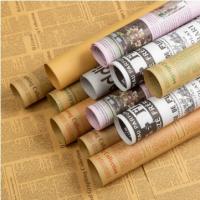 China 50*70cm Flower Wrapping Paper in Vintage English Newspaper Style for Gift Packaging for sale