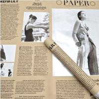 China Waterproof Retro English Newspaper Flower Wrapping Paper in 57*57cm Size for Fashion Weekly Girls Series for sale