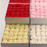 China Imitation Flower Carnation Realistic Soap Flower Head Mother's Day Gift Carnation Soap Flower Bouquet for sale
