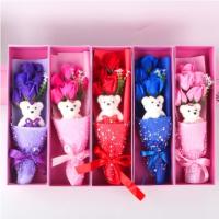 China Gift Box 5 Soap Rose Bouquet Bear Gift Promotion Valentine's Day Gift for sale