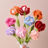 China Mother's Day Gift Handmade Bouquet with Finished Crochet Carnation Artificial Flowers Multiple Color 20x5cm for sale