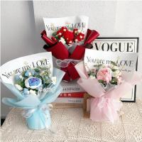 China Vibrant Handmade Woolen Rose Bouquet for Birthdays Anniversaries and Other Celebration for sale