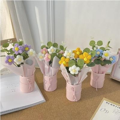 China Women's Day Gift Goddess Day Plush Flower Portable Hug Bucket Flower Hand-woven Bouquet in Multiple Colo for sale