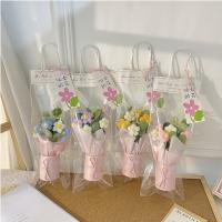 China Women's Day Gift Goddess Day Plush Flower Portable Hug Bucket Flower Hand-woven Bouquet in Multiple Colo for sale
