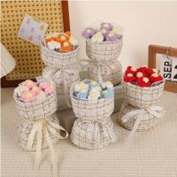 China Small Style Knitted Wool Bouquet 8 Puff Flowers Hand-Woven Bouquet Creative Birthday Gift Multiple Color 10*10*15cm for sale