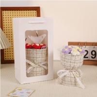 China Small Style Knitted Wool Bouquet 8 Puff Flowers Hand-Woven Bouquet Creative Birthday Gift Multiple Color 10*10*15cm for sale