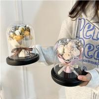 China Woolen French Romantic Simulation Flower Hug Bucket Ornaments Creative Lighted Rose Bouquet Valentine's Day Gift Hand-held Flower Bag 11x15cm for sale