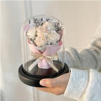 China Woolen French Romantic Simulation Flower Hug Bucket Ornaments Creative Lighted Rose Bouquet Valentine's Day Gift Hand-held Flower Bag 11x15cm for sale