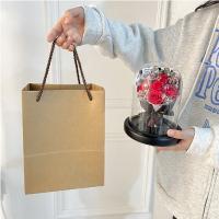 China Woolen French Romantic Simulation Flower Hug Bucket Ornaments Creative Lighted Rose Bouquet Valentine's Day Gift Hand-held Flower Bag 11x15cm for sale
