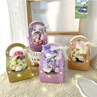 China Creative Chinese Valentine's Day Gift Cartoon Plush Doll Flower Basket with Multiple Color Options for sale