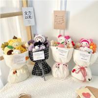 China 30x48cm Woolen Exquisite Cartoon Kuromi Plush Doll Bouquet Small Fragrance Style Qixi Teacher's Day Small Doll Gift Handbag Set for sale
