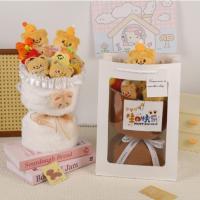 China Cute Butter Bear Bouquet Stuffed Toys Cartoon Small Doll Gift Bouquet For Girlfriend for sale