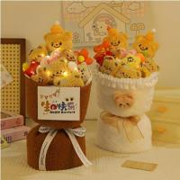 China Cute Butter Bear Bouquet Stuffed Toys Cartoon Small Doll Gift Bouquet For Girlfriend for sale