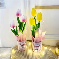 China Simulation PU Tulip Hug Bucket Cute Wool Flower Hug Blessing Gift Creative Festival Holiday Gift Wholesale for sale