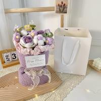China Children's Day Gift Knitted Plush Bouquet with Light and Portable Simulation Bag for sale