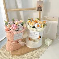 China Children's Day Gift Knitted Plush Bouquet with Light and Portable Simulation Bag for sale