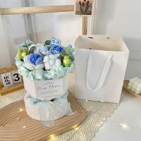 China Children's Day Gift Knitted Plush Bouquet with Light and Portable Simulation Bag for sale