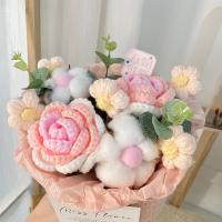 China Children's Day Gift Knitted Plush Bouquet with Light and Portable Simulation Bag for sale