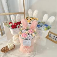China Cute Knitted Plush Rabbit Ears Bouquet Small Fragrance Style Qixi Graduation Season With Light Hand Bouquet Girlfriend Birthday Gift for sale
