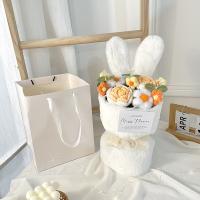 China Cute Knitted Plush Rabbit Ears Bouquet Small Fragrance Style Qixi Graduation Season With Light Hand Bouquet Girlfriend Birthday Gift for sale