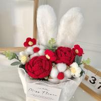 China Cute Knitted Plush Rabbit Ears Bouquet Small Fragrance Style Qixi Graduation Season With Light Hand Bouquet Girlfriend Birthday Gift for sale