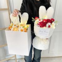 China Cute Knitted Plush Rabbit Ears Bouquet Small Fragrance Style Qixi Graduation Season With Light Hand Bouquet Girlfriend Birthday Gift for sale
