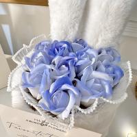 China Rabbit Ears Plush Rose Hand Bouquet 20x35cm Size Multiple Color Choices for Chinese Valentine's Day and Teacher's Day for sale