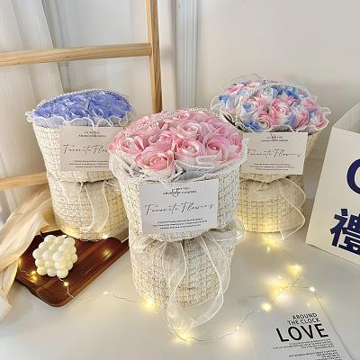 China Qixi Graduation Birthday 20x35cm Soap Bouquet with Multiple Color Rose Perfect Girlfriend Present for sale
