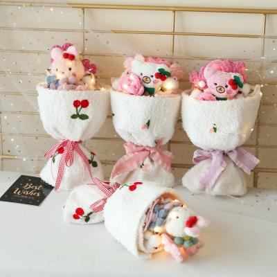 China Doll Bouquet Cute Plush Bunny Doll Bouquet Christmas Holiday Gift Finished Fabric Bouquet for sale