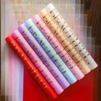 China Customized Flower Wrapping Paper Lizhiran Korean Style Gold Stamping English Flower Gift Waterproof for Valentine's Day for sale