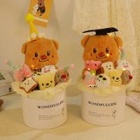 China Yellow cream hand holding doll bouquet graduation bear potted holiday gift girlfriend birthday Chinese Valentine's Day hand holding flower gift for sale