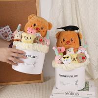 China Yellow cream hand holding doll bouquet graduation bear potted holiday gift girlfriend birthday Chinese Valentine's Day hand holding flower gift for sale