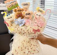China Adorable Ready-made Handmade Puppy Doll Bouquet 20x35cm Variety Dolls for sale