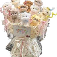 China Adorable Ready-made Handmade Puppy Doll Bouquet 20x35cm Variety Dolls for sale