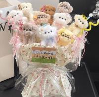 China Adorable Ready-made Handmade Puppy Doll Bouquet 20x35cm Variety Dolls for sale