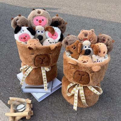 China Cute 20x35cm Capybara Plush Doll Cartoon Doll Bouquet Great Gift for Girlfriend on Valentine's Day for sale