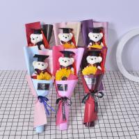 China Bear Graduation Bouquet Doctor Bear Doll Male and Female Cartoon Doll Bouquet School Activity Gift 15x35cm Multiple Color for sale